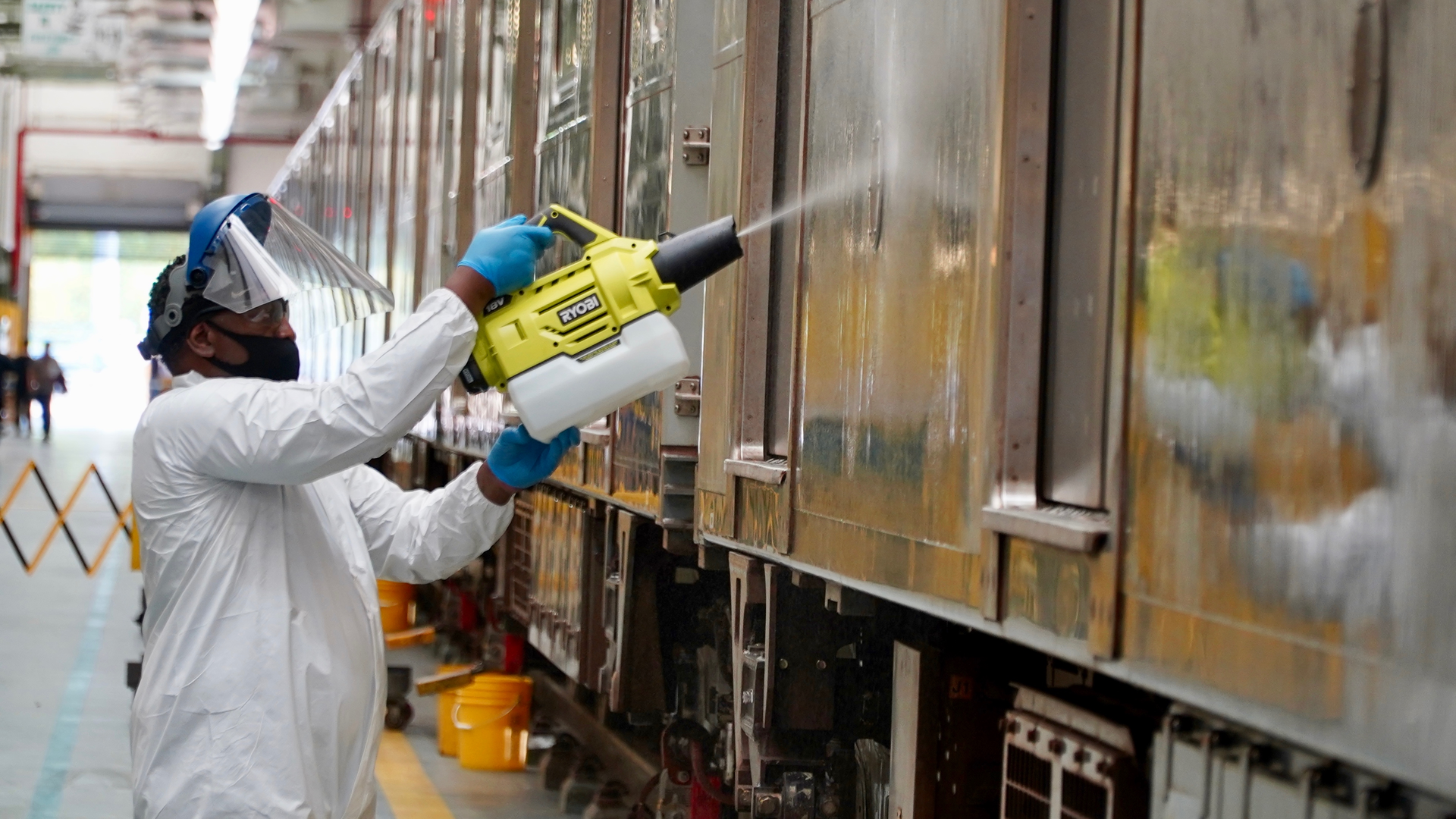 MTA demonstrates more than a dozen disinfecting sprayers to be used ...