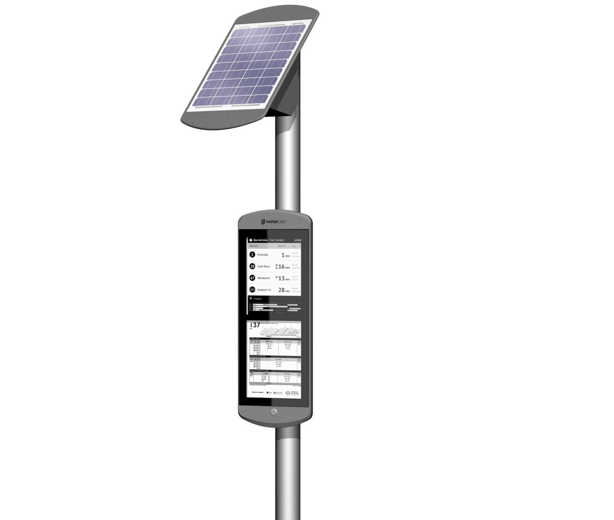 Papercast® Solar-Powered ePaper Displays | Mass Transit